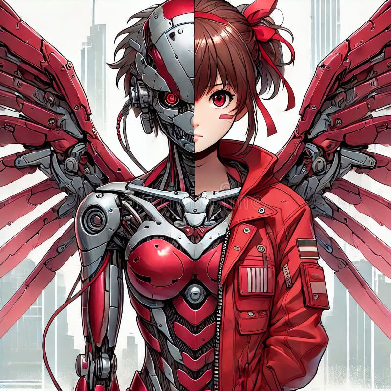 Futuristic Winged Android Portrait Stock Illustration - Illustration of ...