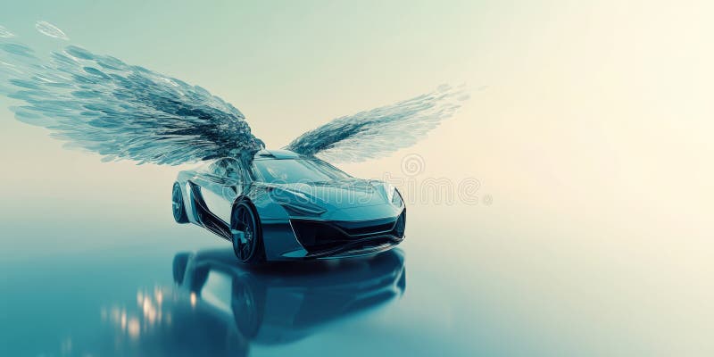 Futuristic Winged Car Concept in Minimalist Setting with Soft Lighting ...