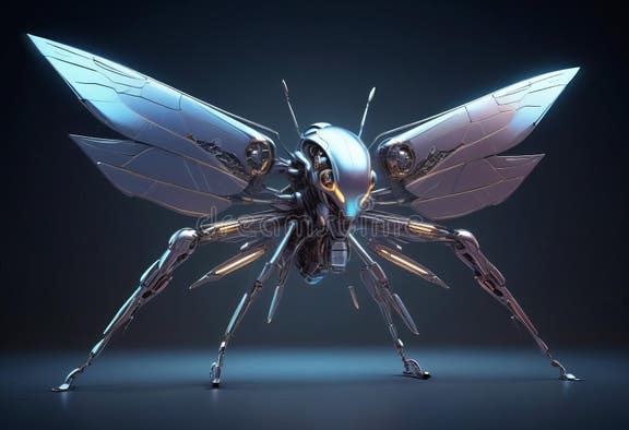 A Futuristic Winged Insect Drone Robot Concept Stock Illustration ...