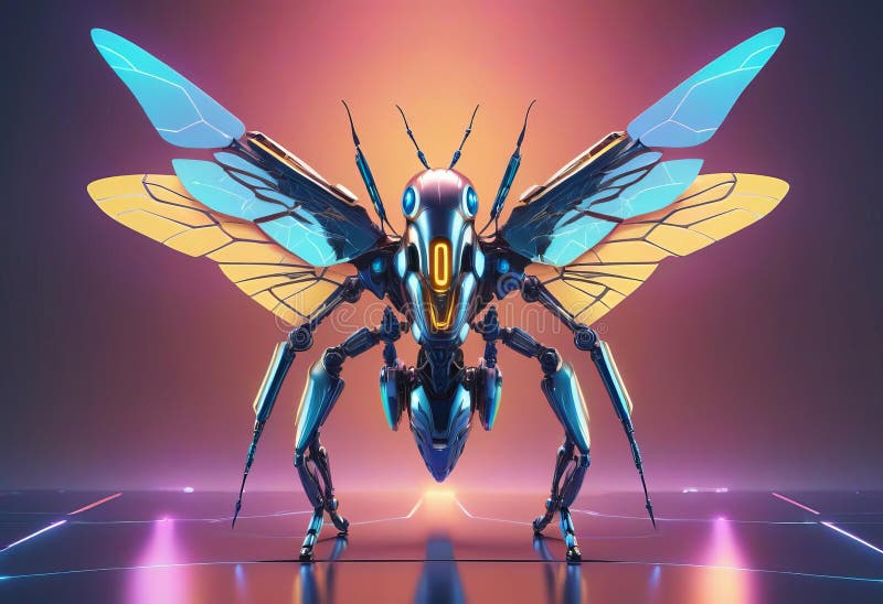 A Futuristic Winged Insect Drone Robot Concept Stock Illustration ...