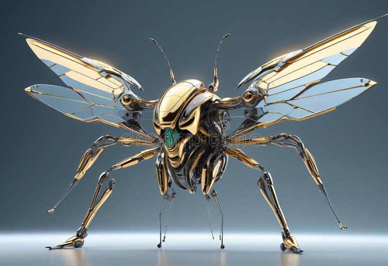A Futuristic Winged Insect Drone Robot Concept Stock Illustration ...