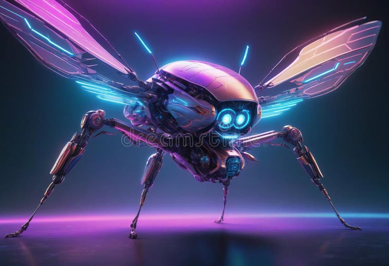A Futuristic Winged Insect Drone Robot Concept Stock Illustration ...