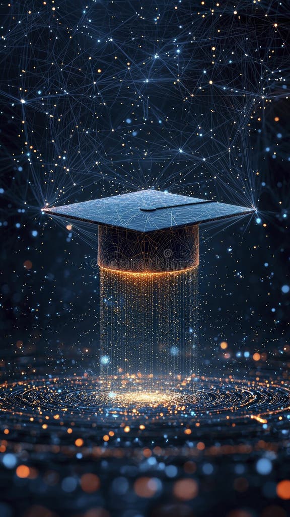 Futuristic Wireframe Cap with Sparkling Network Design Stock ...