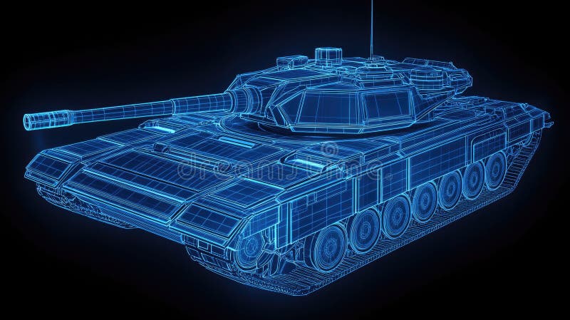 Futuristic Wireframe Design Military Tank Detailed Structure Stock ...