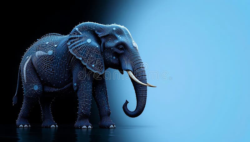 Futuristic Wireframe Elephant Digital Art, 3D Model Stock Photo - Image ...