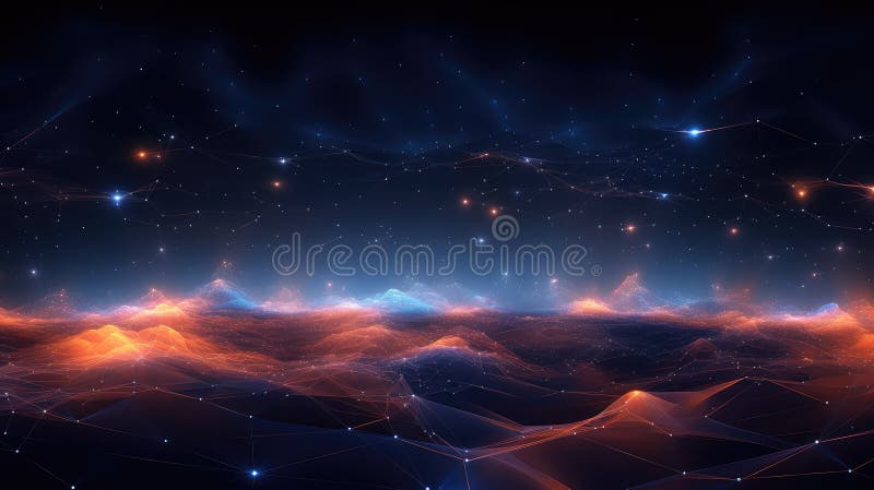 Futuristic Wireframe Galaxy Abstract Stock Illustration - Illustration ...