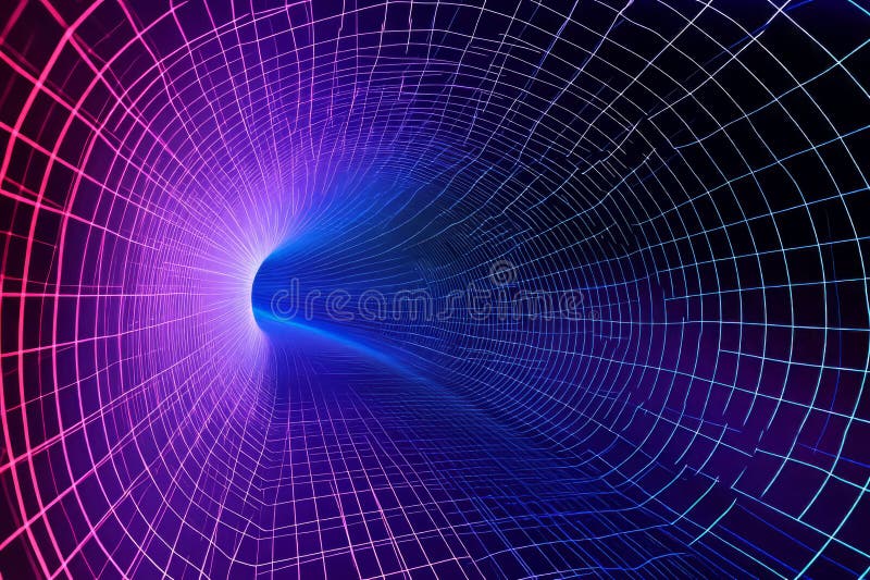 Futuristic Wireframe Grid Pattern, Glowing in Shades of Neon Blue and ...