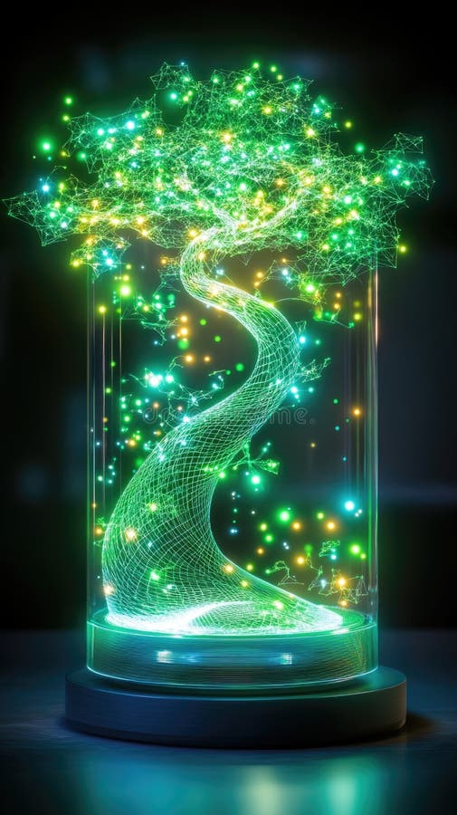 Futuristic Wireframe Hologram of a Bio-engineered Glowing Tree for ...