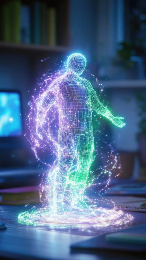 Futuristic Wireframe Hologram of Personalized Ai Assistant for ...