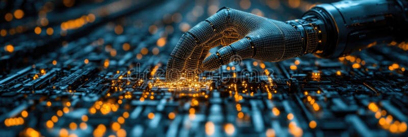 Futuristic Wireframe Hologram Robotic Arm Showcasing Advanced ...