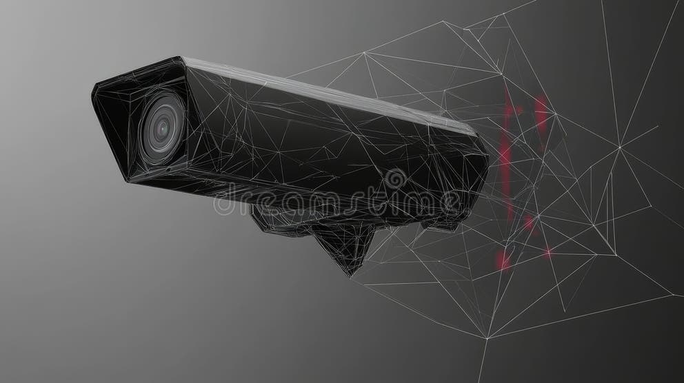Futuristic Wireframe Low Poly Surveillance Camera a Modern Approach To ...