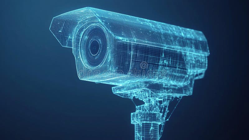 Futuristic Wireframe Security Camera Design Stock Illustration ...