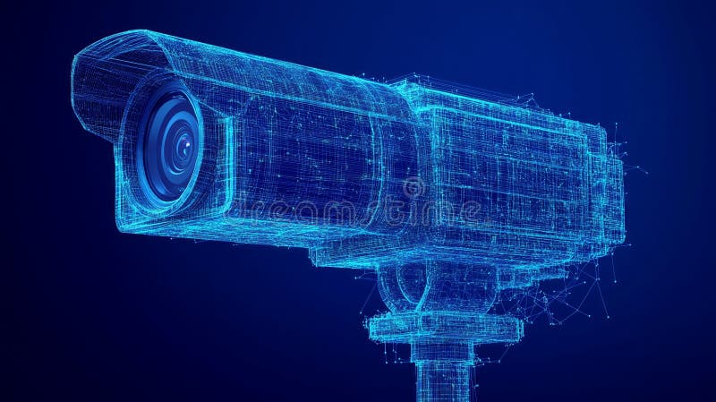 Futuristic Wireframe Security Camera Design Stock Illustration ...