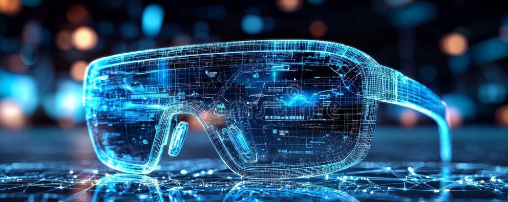 Futuristic Wireframe Smart Glasses with Digital Interface and ...