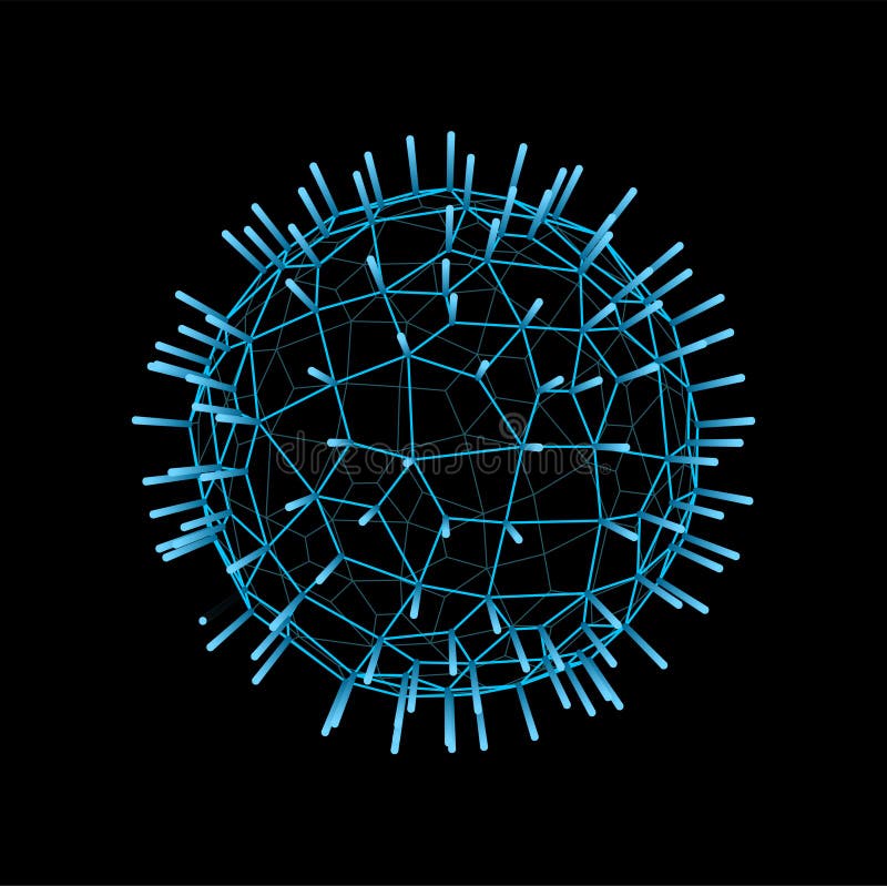 Futuristic Wireframe Sphere, 3d Ball Structure Stock Vector ...