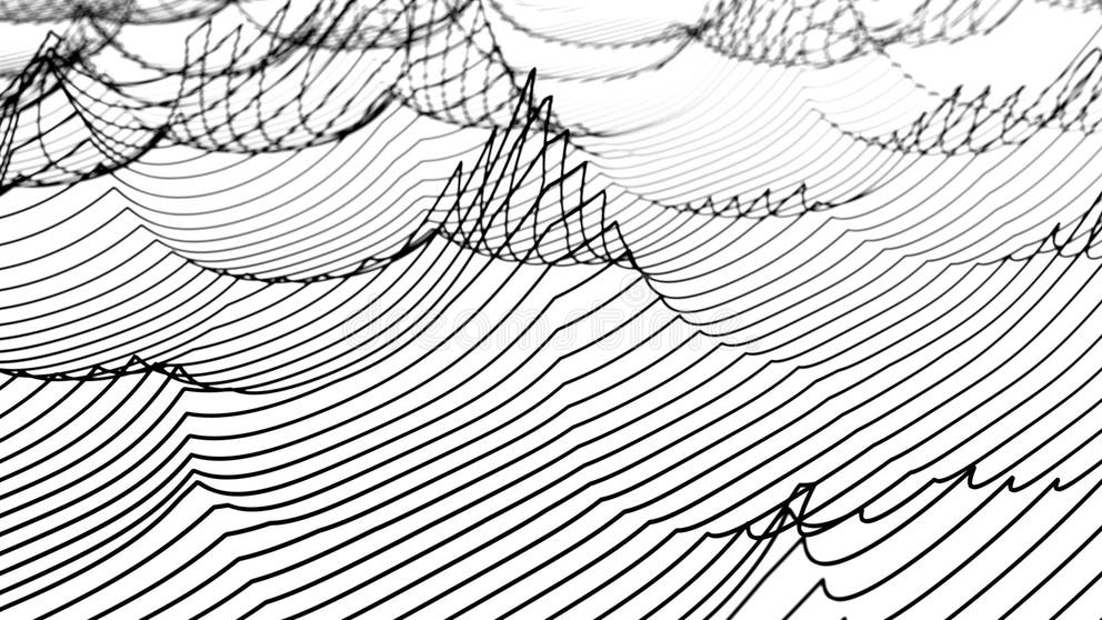 Futuristic Wireframe Waves with Shallow Depth of Field - Modern Design ...