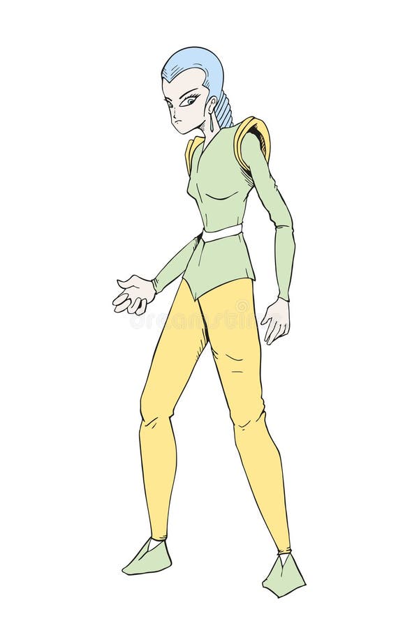 Futuristic woman draw stock vector. Illustration of cartoon - 298423000