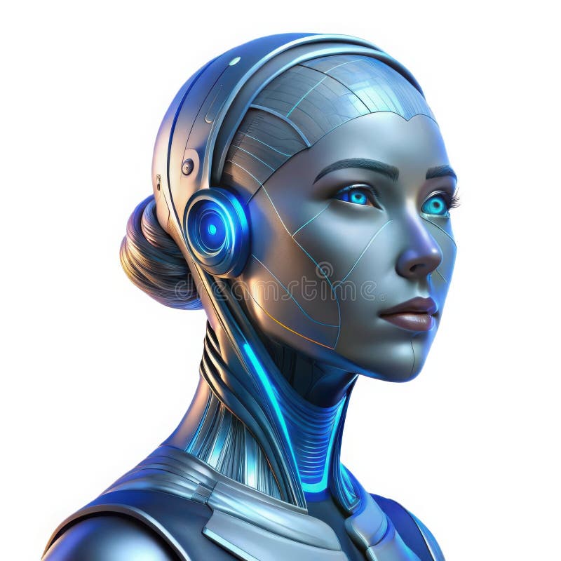 Futuristic Woman Robot Ai Concept Generated Digital Art Stock Illustration - Illustration of ...