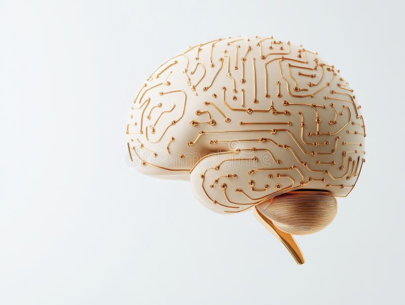 Futuristic Wooden Brain Sculpture AI Inspired Circuit Pattern ...