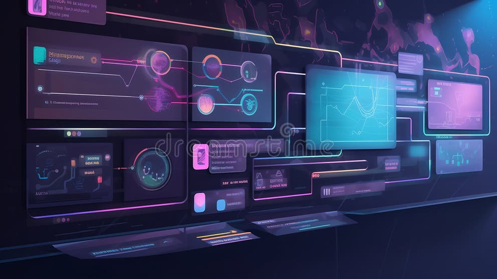 Futuristic Workflow Management System Holographic Stock Illustration ...