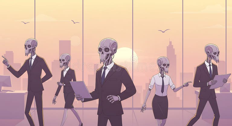 Futuristic Workforce of Skeletal Robots in a Corporate Setting ...