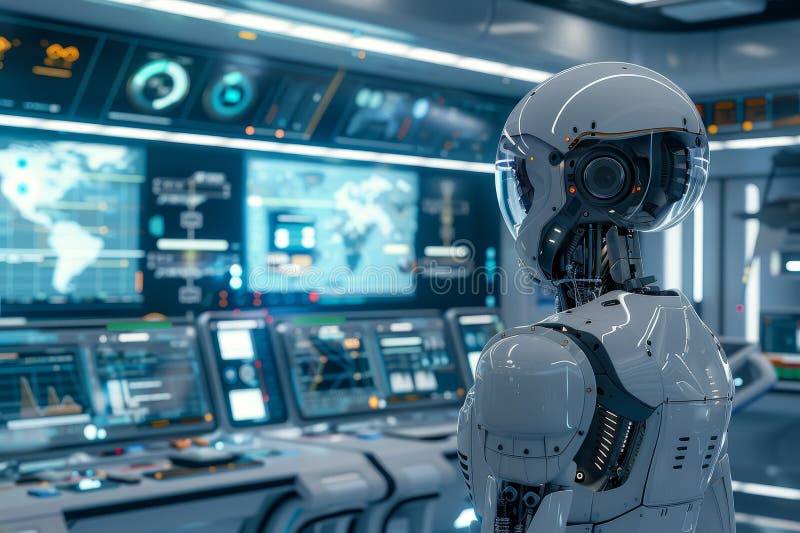 Futuristic Workspace with Ai and Robotic Support for Advanced Operations in a Cutting Edge ...