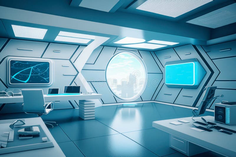Futuristic Workspace Digital Art Style, Generative Ai Stock Illustration - Illustration of ...