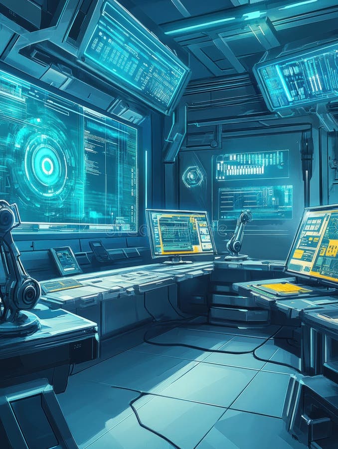 High-tech Learning Environment with Robotic Arms and AI Screens in a ...