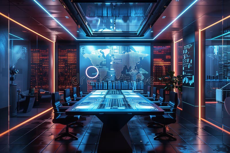 Modern Futuristic Office Conference Room Design Interactive Displays ...