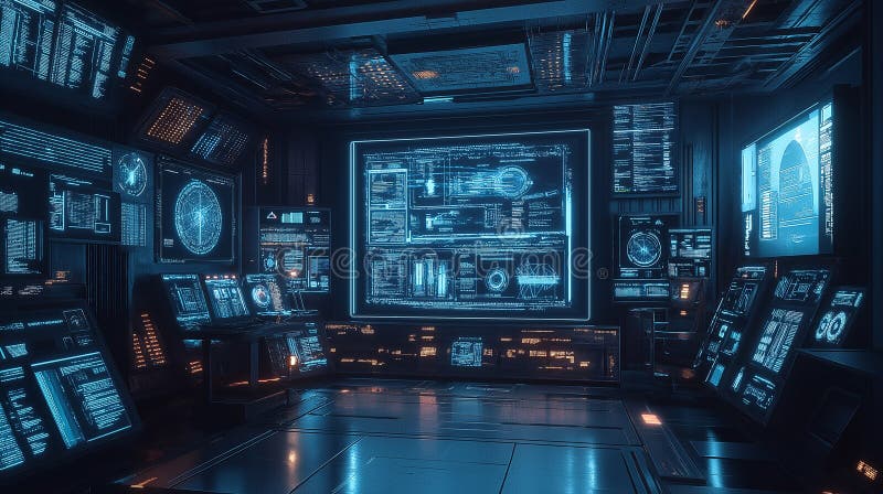 A Futuristic Workspace with Holographic Interfaces Displaying Complex Algorithms and AI-driven ...