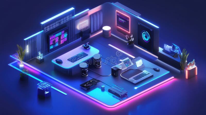 Futuristic Workspace with Integrated AI-driven Collaboration Tools ...