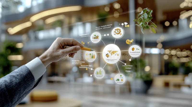 Cutting-edge Workspace with Interactive Dashboards Showing Financial ...