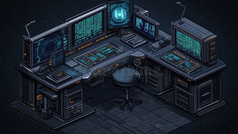 Futuristic Workstation Design Stock Illustration - Illustration of ...