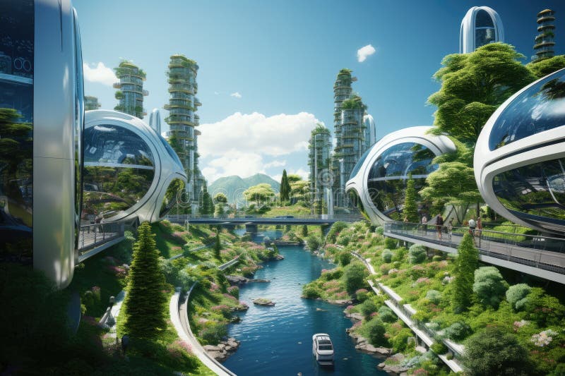 Futuristic World of Futuristic Cities and Landscapes Seen from within ...