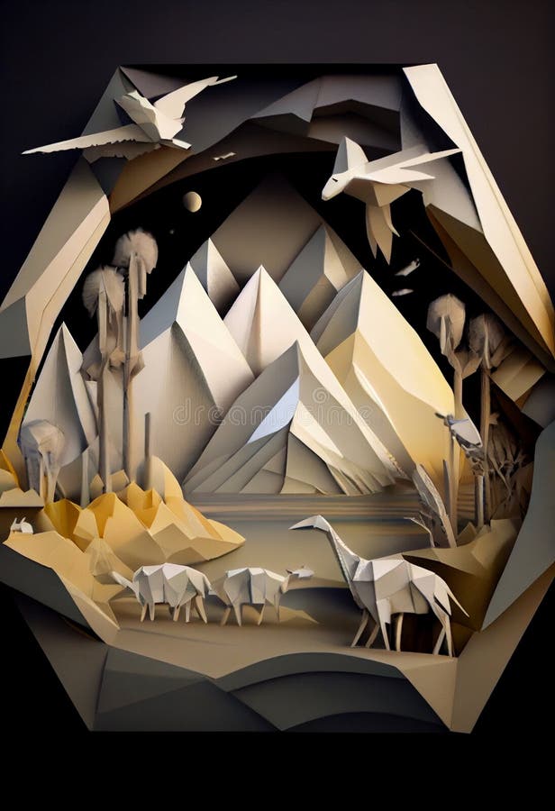 Futuristic World Made of Paper. AI Generated Stock Illustration ...