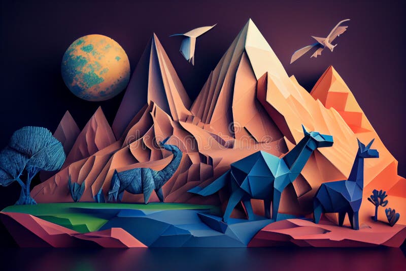 Futuristic World Made of Paper. AI Generated Stock Illustration ...