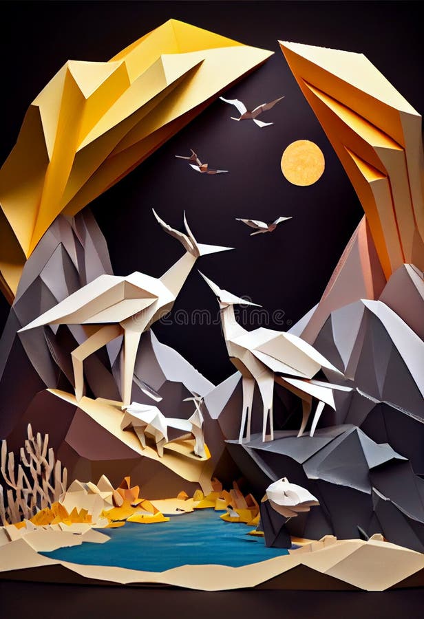 Futuristic World Made of Paper. AI Generated Stock Illustration ...