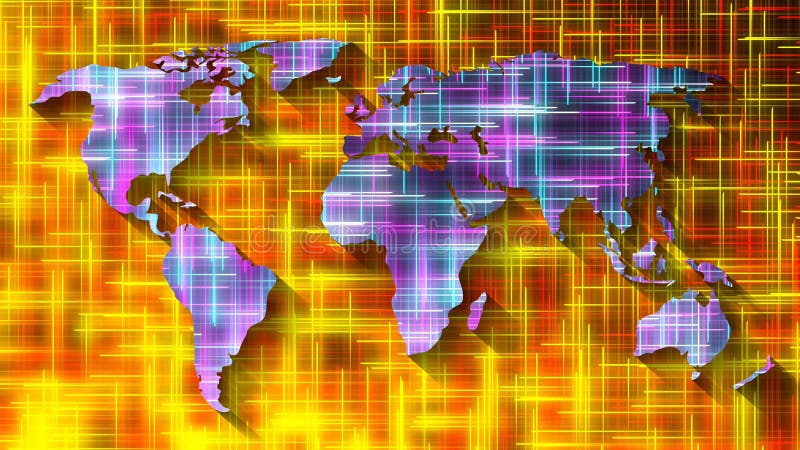Futuristic World Map Showing Global Network Connections and Data Flow ...