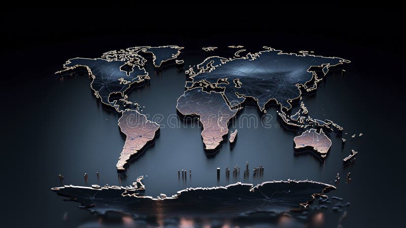 Futuristic World Map without Borders Digital Art Global Perspective ...