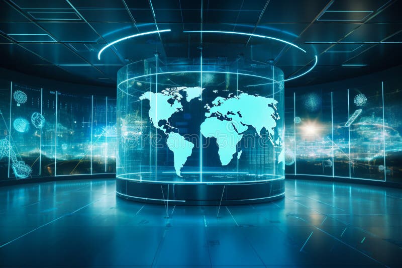 Futuristic World Map stock illustration. Illustration of worldwide ...