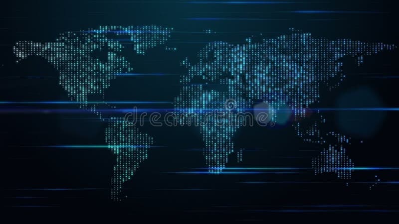 Futuristic World Map and Lights in Motion, Loop HD 1080p Stock Video ...