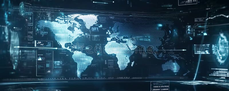 Futuristic World Map Showcasing Advanced Technology and Data ...