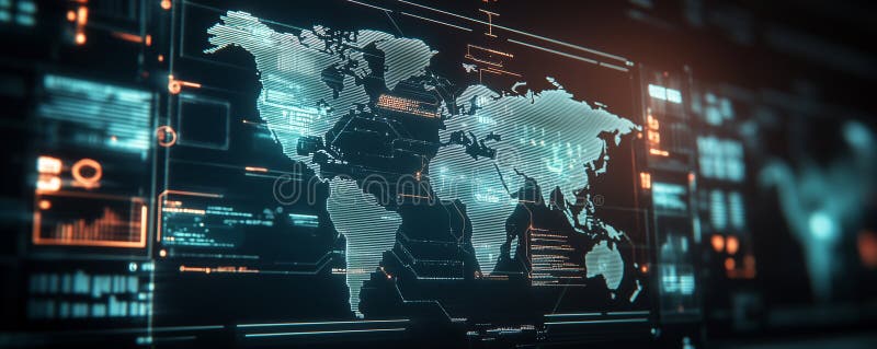 Futuristic World Map Showcasing Advanced Technology and Intricate Data ...