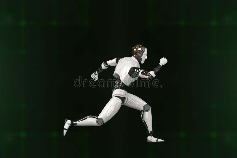 Futuristic World Robots are Running. Presentation of Technology with ...