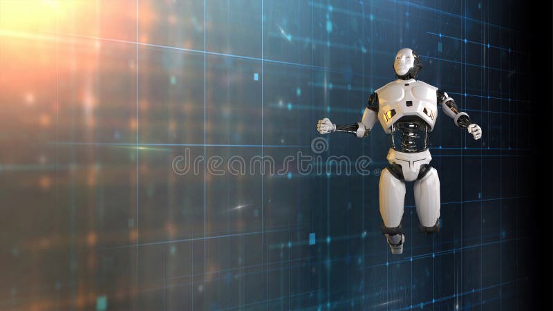 Futuristic World Robots are Running. Presentation of Technology with ...