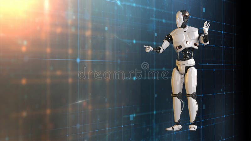 Futuristic World Robots are Running. Presentation of Technology with ...