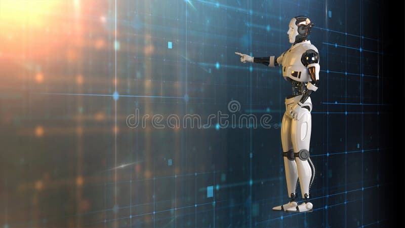 Futuristic World Robots are Running. Presentation of Technology with ...