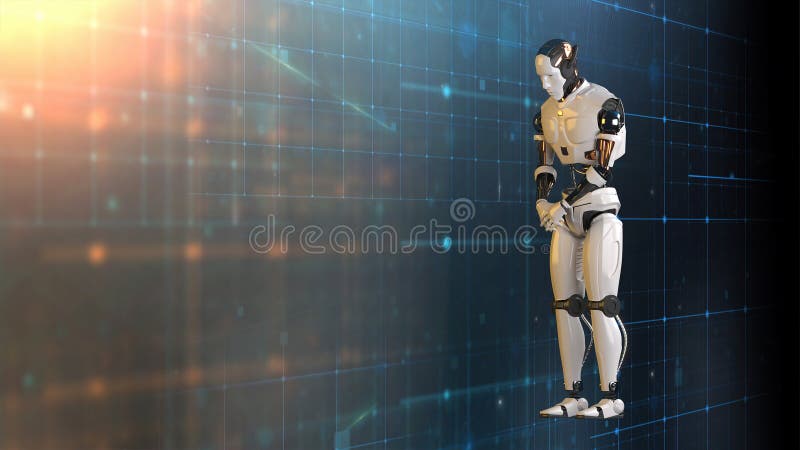 Futuristic World Robots are Running. Presentation of Technology with ...