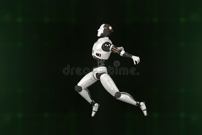 Futuristic World Robots are Running. Presentation of Technology with ...