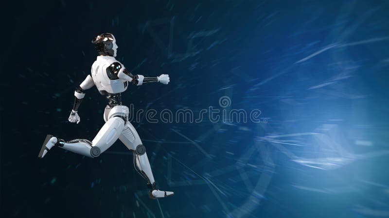 Futuristic World Robots are Running. Presentation of Technology with ...